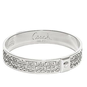 Coach | Jewelry | Coach Silver Signature Bangle Bracelet | Poshmark